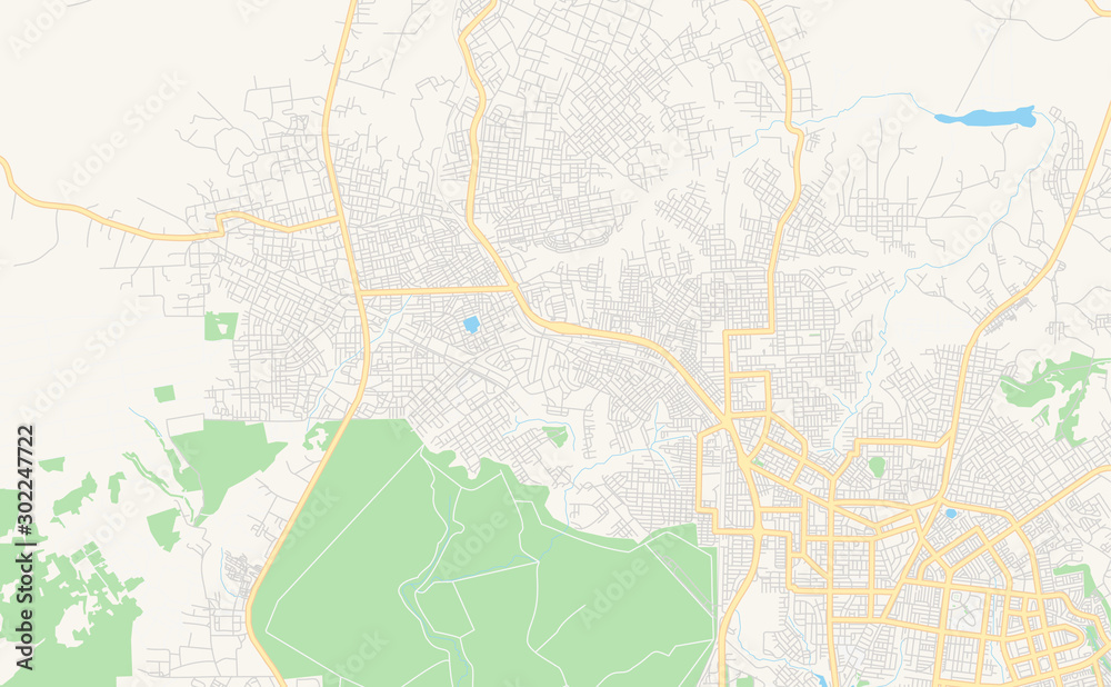 Printable street map of Abobo, Ivory Coast Stock Vector | Adobe Stock