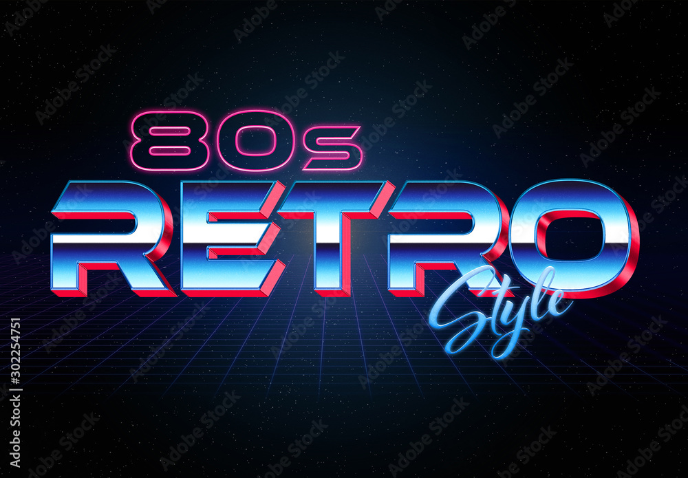 3d 80s Style Retro Text Effect Stock Template Adobe Stock
