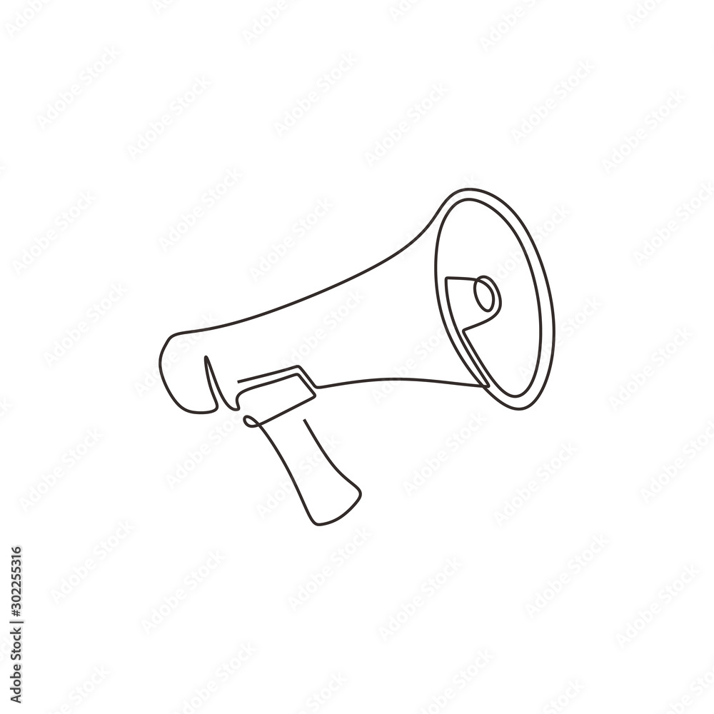 hiring megaphone one line drawing. continuous single lineart hand drawn ...
