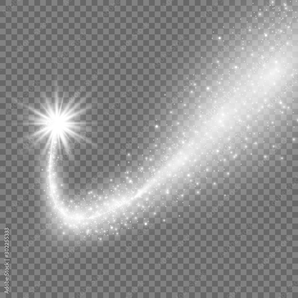 Comet on a transparent background. Bright Star. Starry beautiful path ...