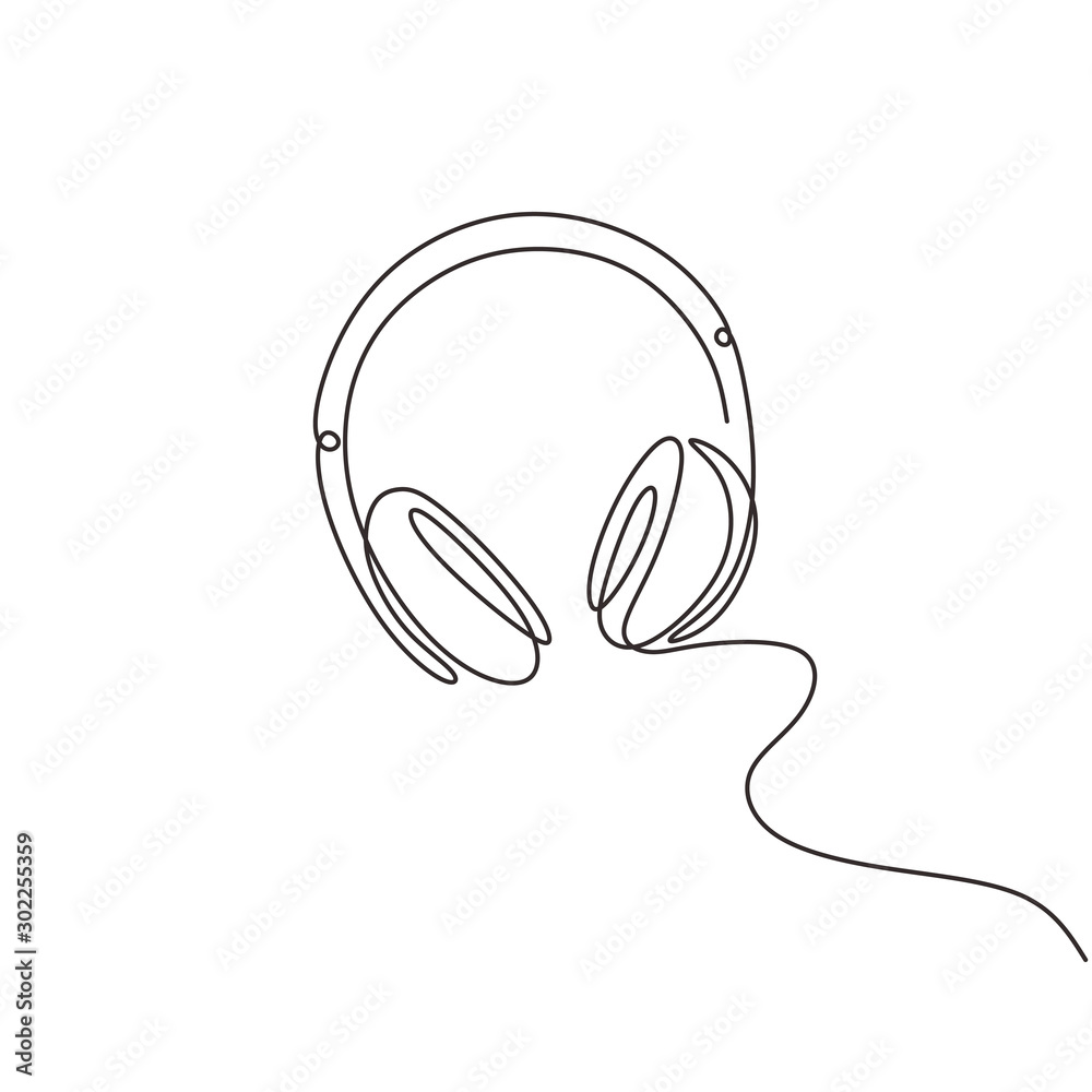 one line drawing of headphone speaker device gadget continuous ...