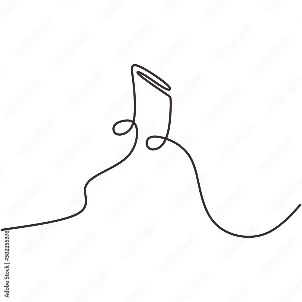 one line drawing of music notes isolated vector object continuous ...