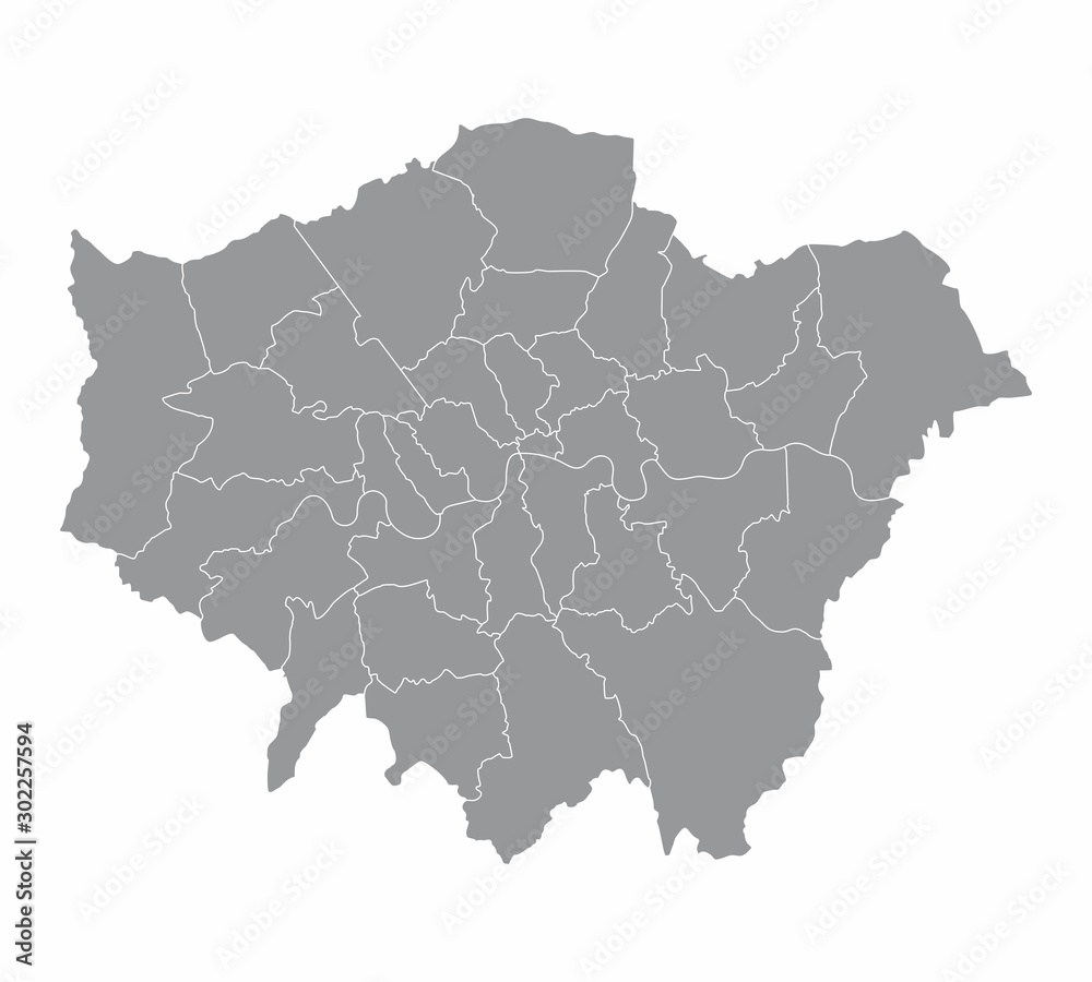 A gray London map divided into regions Stock Vector | Adobe Stock