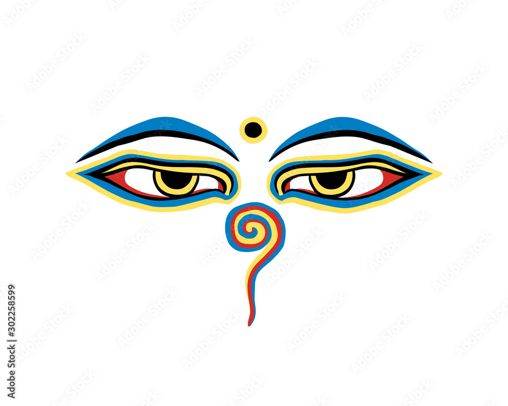 Poster Print Vector buddha eyes on white background 40x30 cm