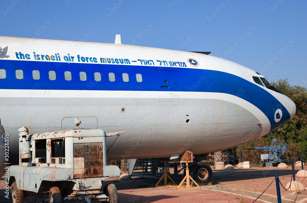 Vintage Boeing 707 displayed at the Israeli Air Force Museum is located ...