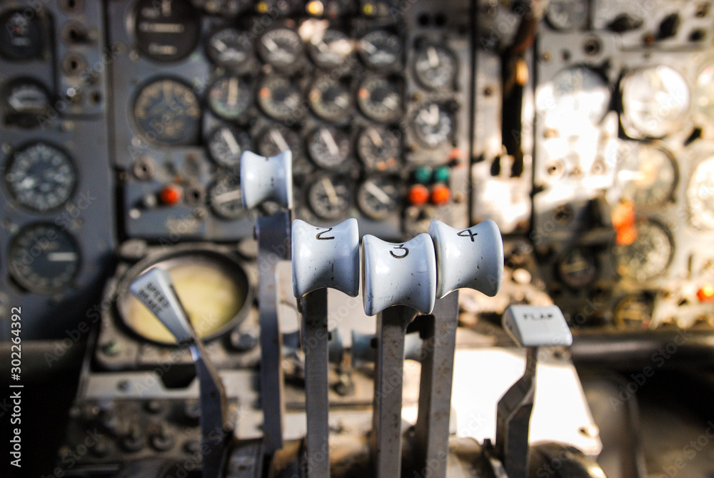 Vintage Boeing 707 Flight Deck. Inside the cockpit Stock Photo | Adobe ...
