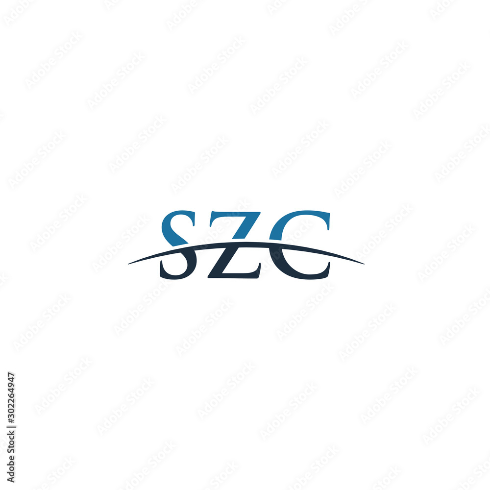 Initial letter SZC, overlapping movement swoosh horizon logo company ...