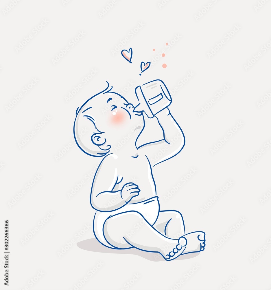 Boy Drinking Water Drawing