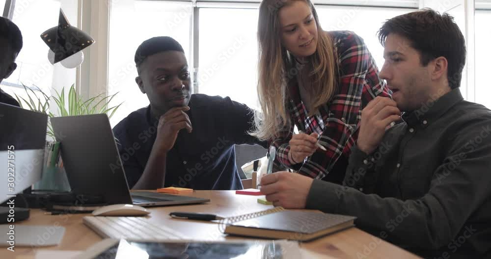 Happy employee people working together at startup office Stock Video ...