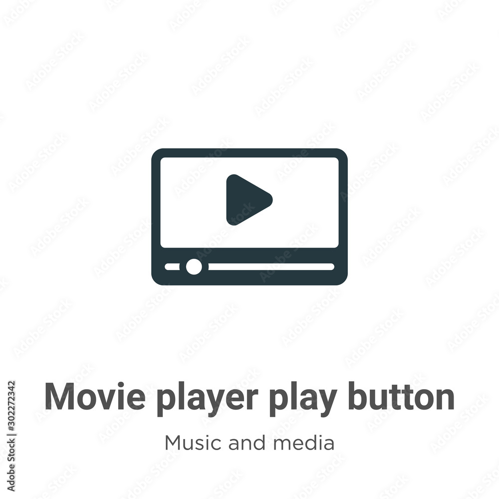 Movie player play button vector icon on white background. Flat vector ...