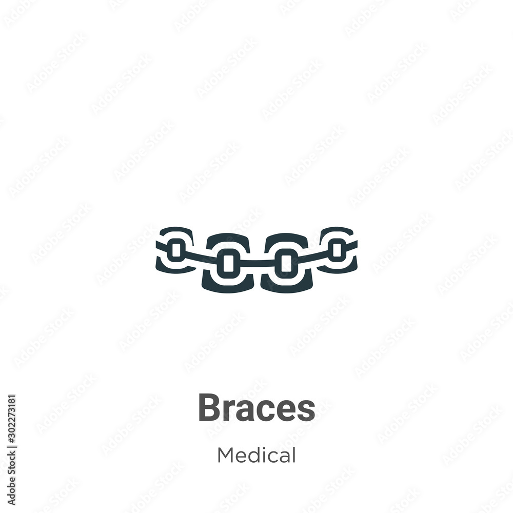 Braces vector icon on white background. Flat vector braces icon symbol ...