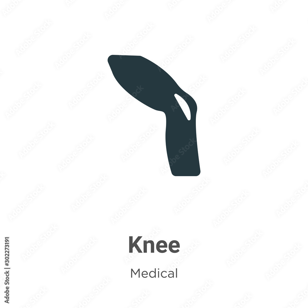 Knee vector icon on white background. Flat vector knee icon symbol sign ...