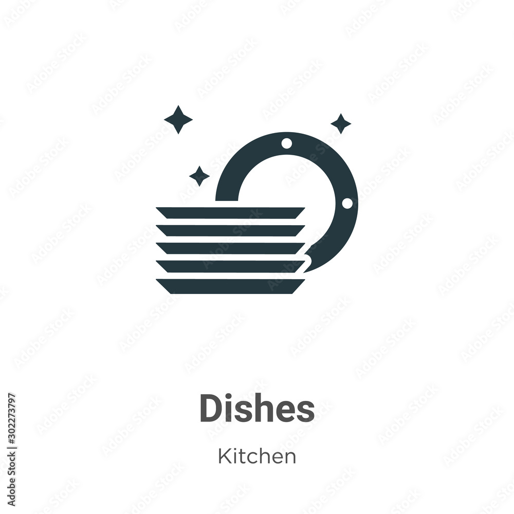 Dishes vector icon on white background. Flat vector dishes icon symbol ...
