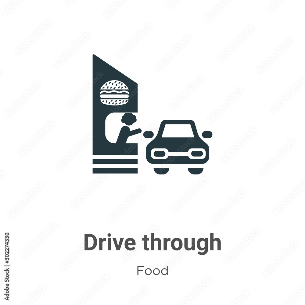 Drive through vector icon on white background. Flat vector drive ...