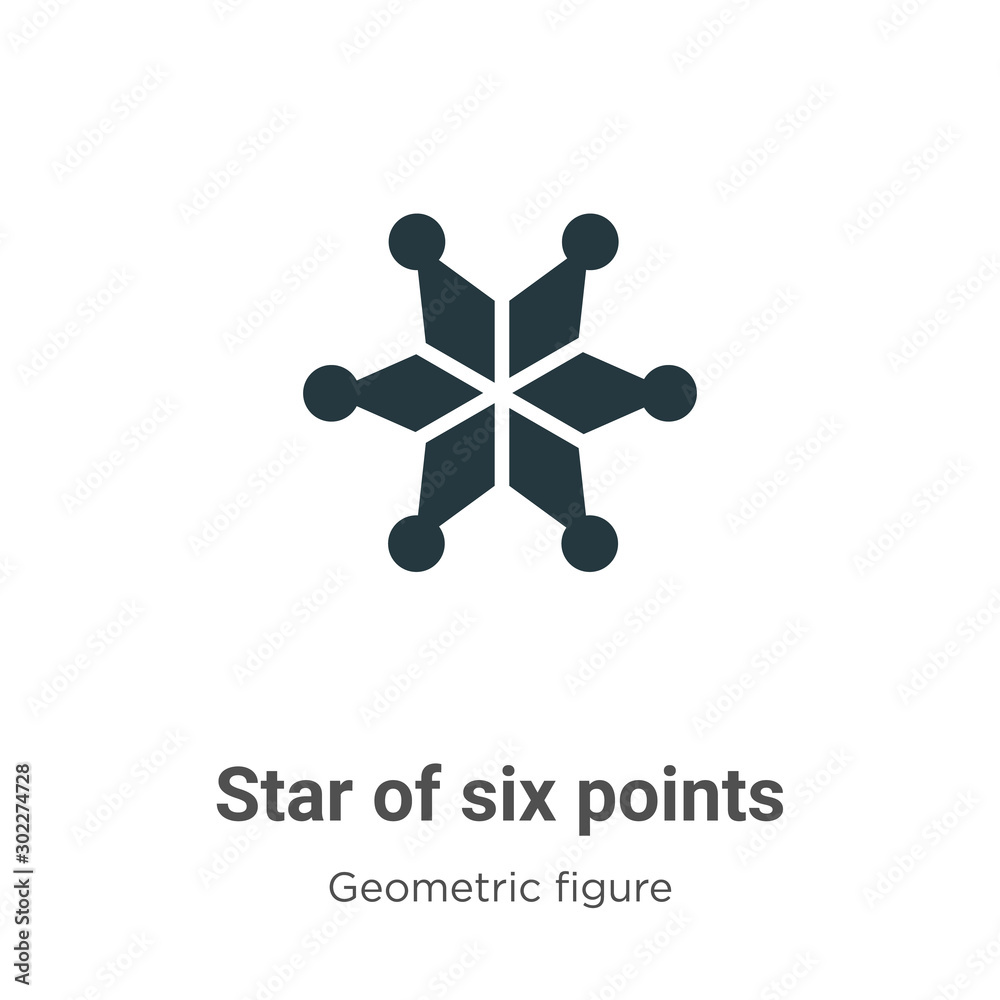 Star of six points vector icon on white background. Flat vector star of ...