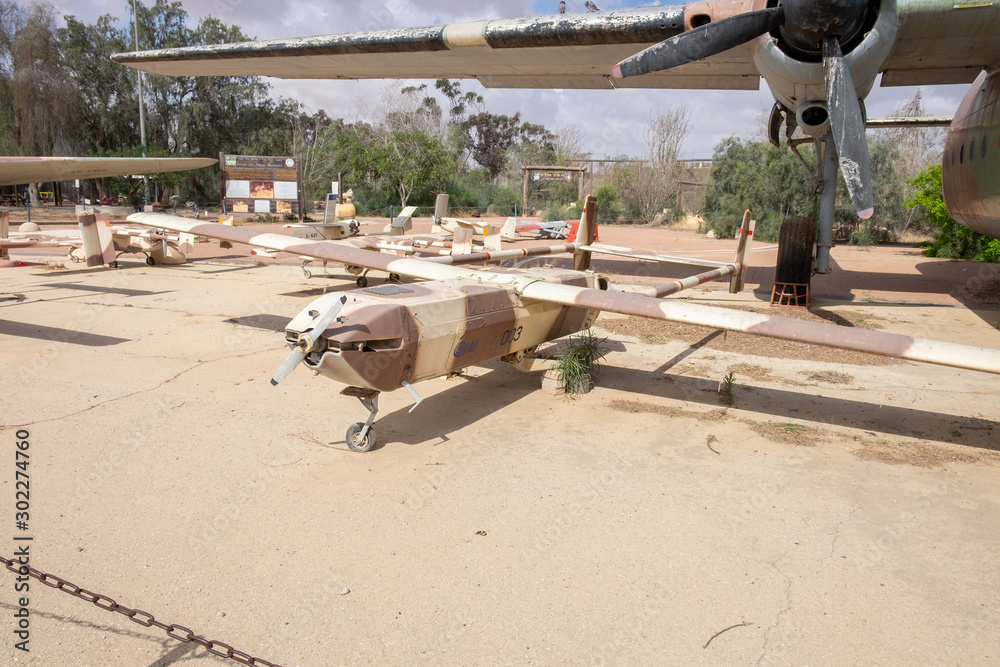 The IAI RQ-5 Hunter unmanned aerial vehicle (UAV) developed by Israel ...