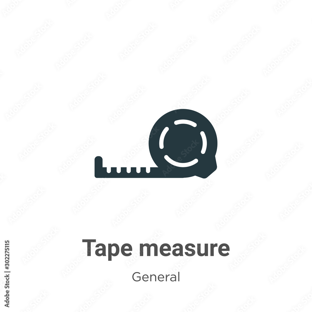 Tape measure vector icon on white background. Flat vector tape measure ...