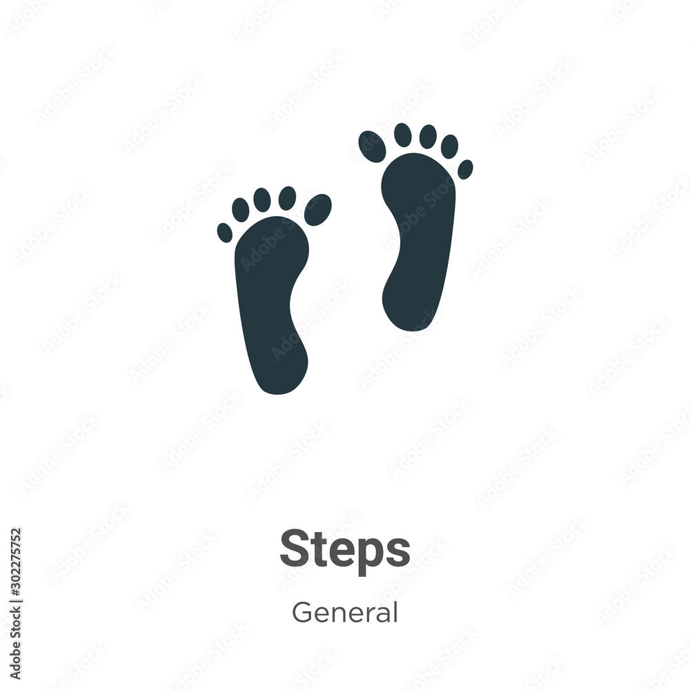 Steps vector icon on white background. Flat vector steps icon symbol ...