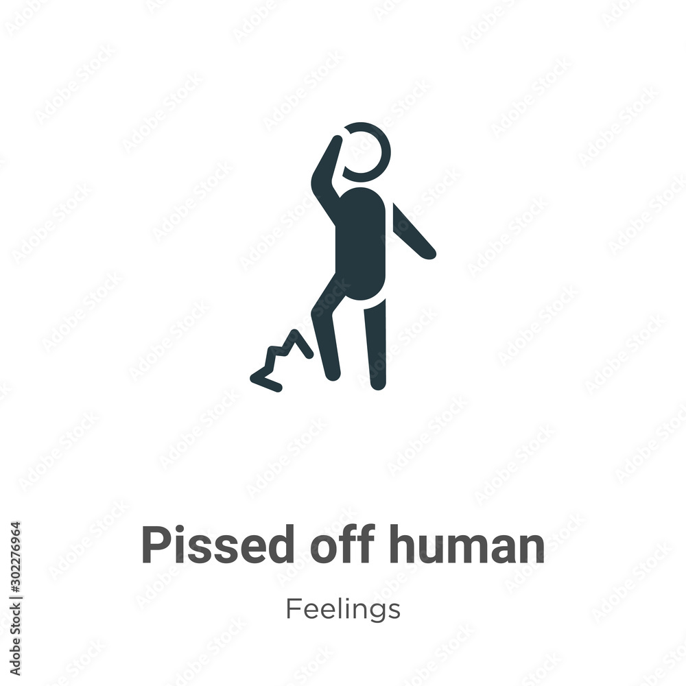Pissed off human vector icon on white background. Flat vector pissed ...