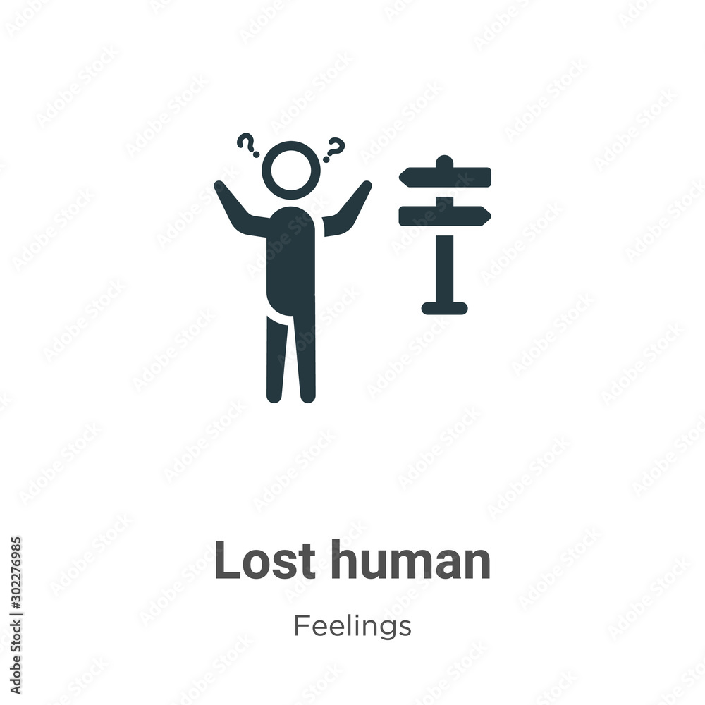 Lost human vector icon on white background. Flat vector lost human icon ...