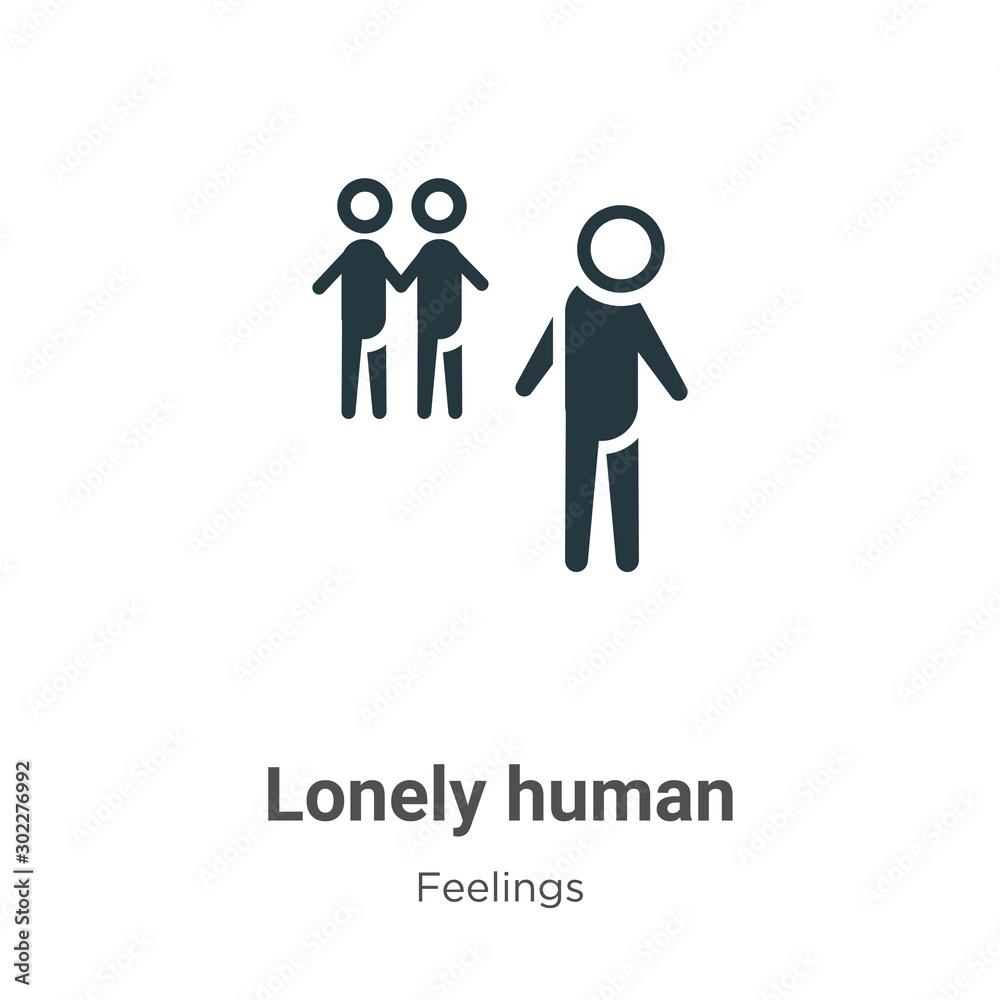Lonely human vector icon on white background. Flat vector lonely human ...