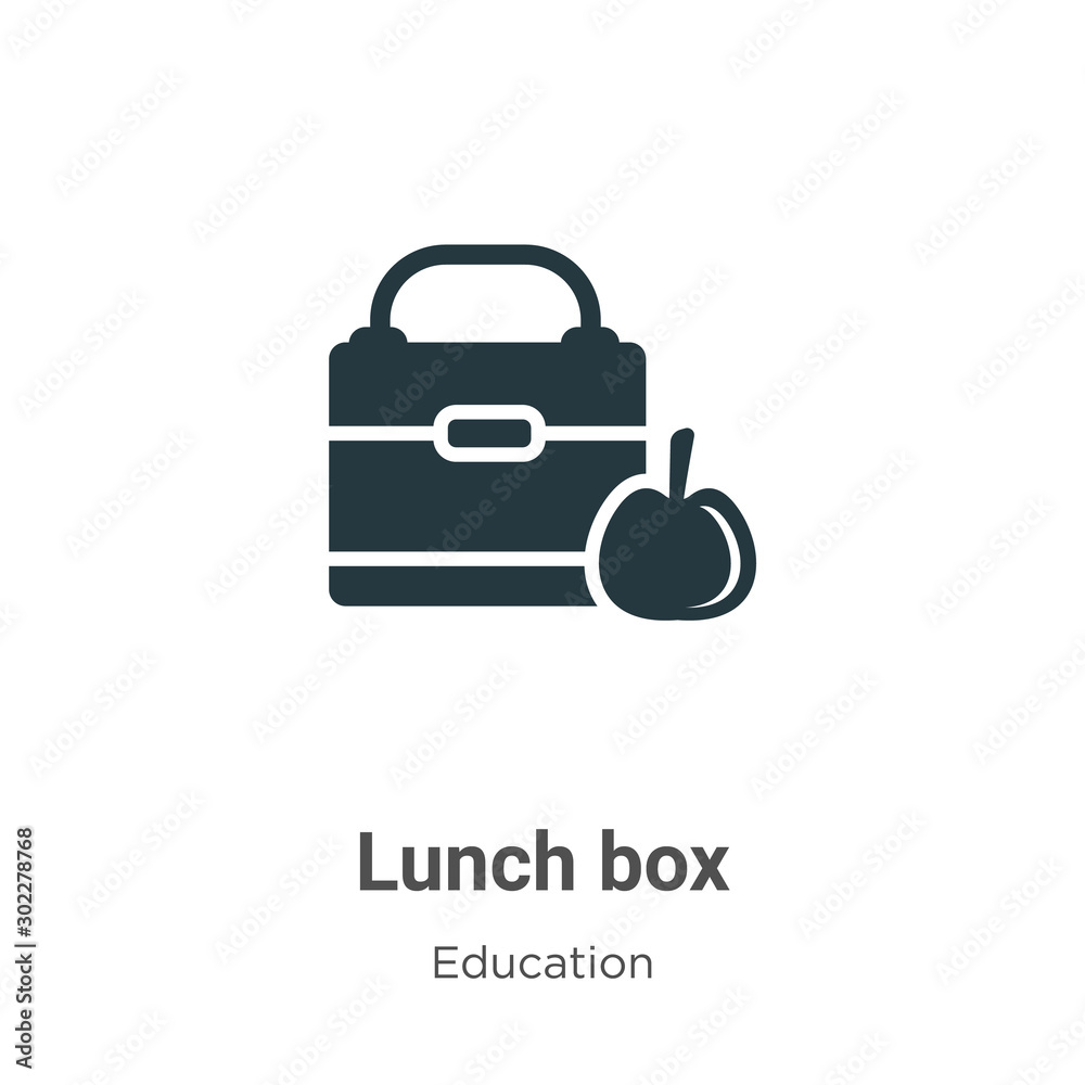 Lunch box vector icon on white background. Flat vector lunch box icon ...