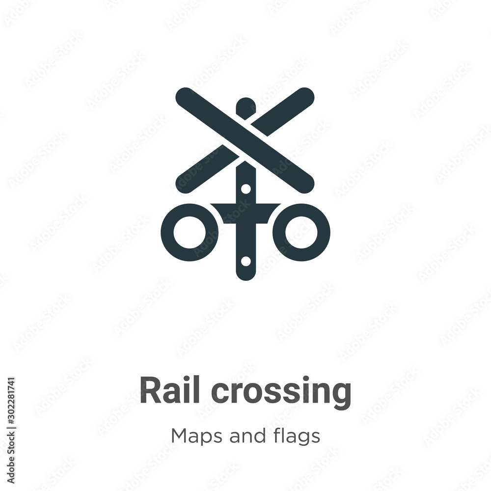 Rail crossing vector icon on white background. Flat vector rail ...