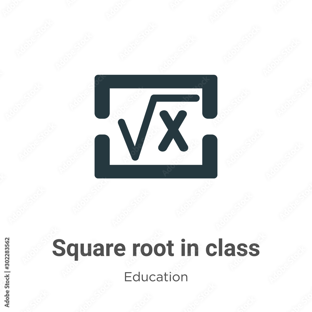 Square root in class vector icon on white background. Flat vector ...