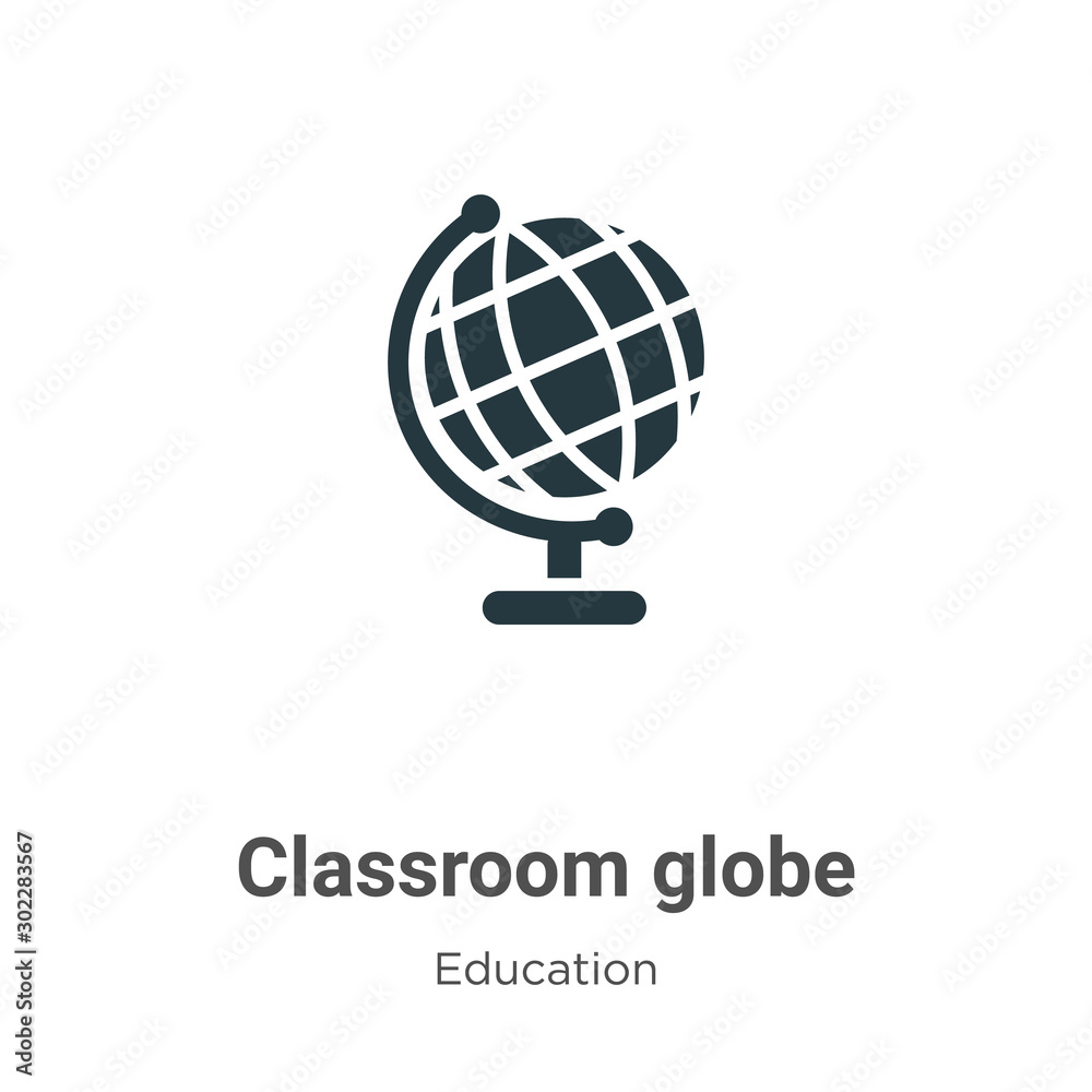 Classroom globe vector icon on white background. Flat vector classroom ...