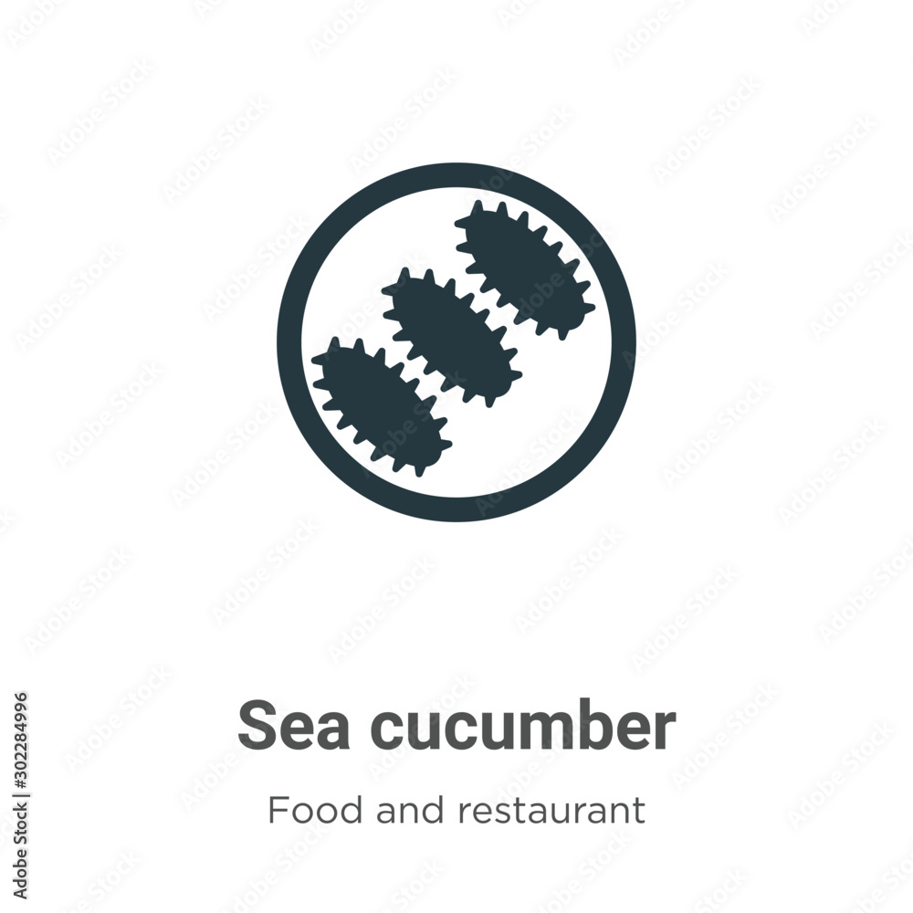 Sea cucumber vector icon on white background. Flat vector sea cucumber ...