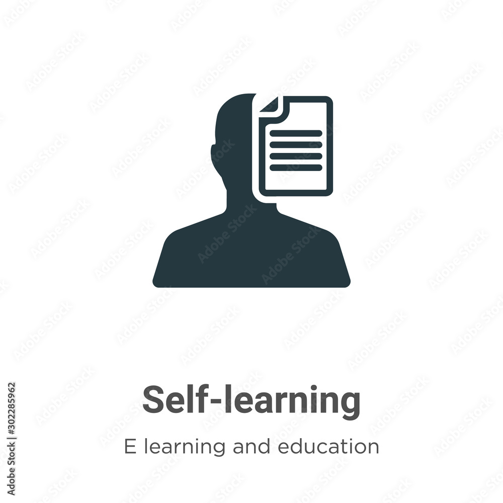 Self-learning vector icon on white background. Flat vector self ...