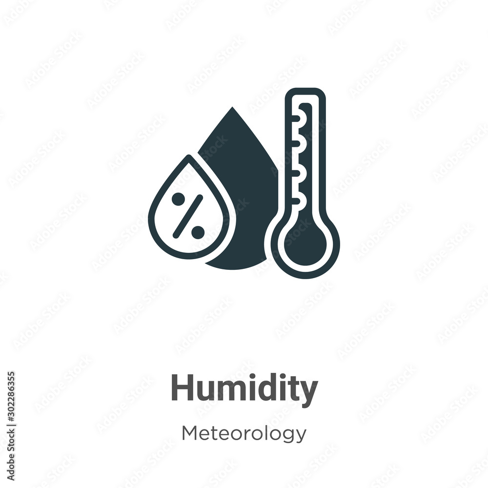 Humidity vector icon on white background. Flat vector humidity icon symbol sign from modern ...