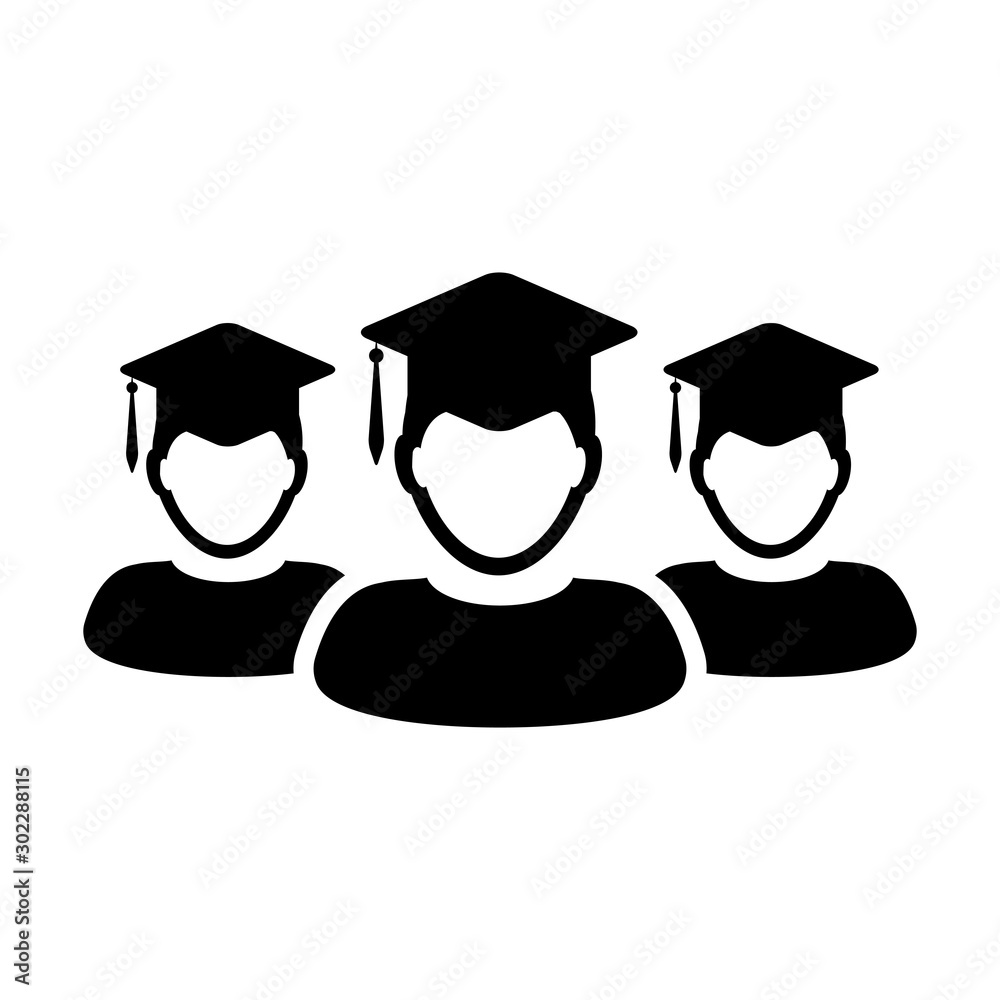 Education icon vector male group of students person profile avatar with ...