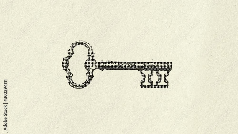 Cartoon old key on paper background animation with dots Stock 비디오 ...