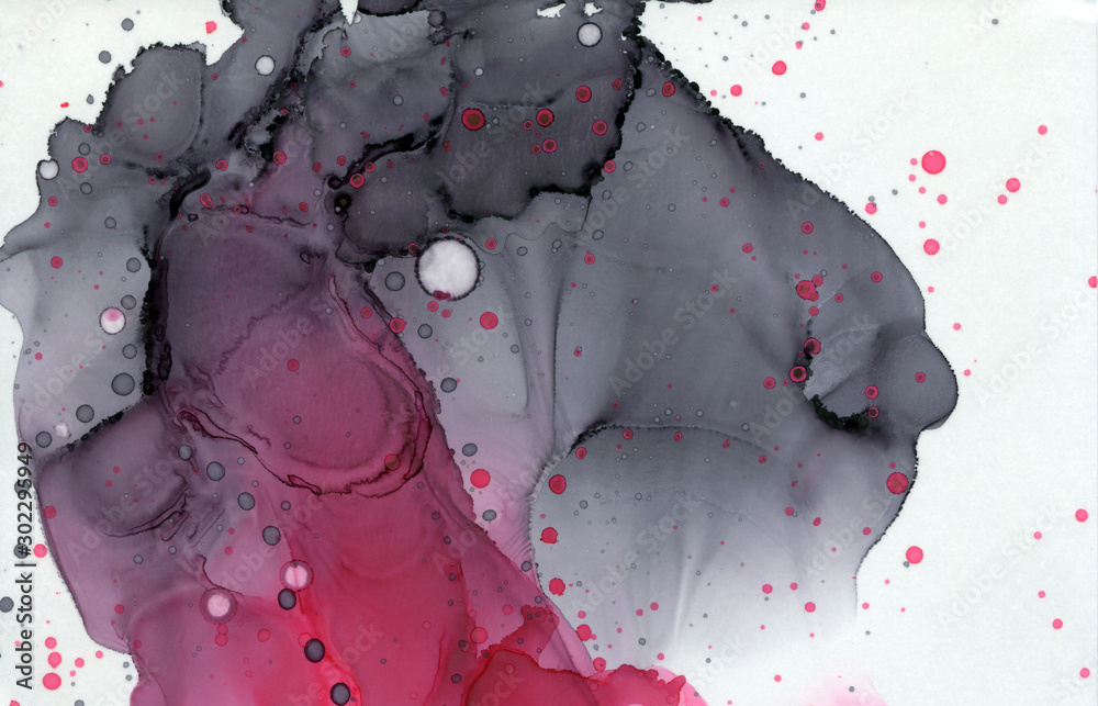 Black and Red Alcohol Ink Abstract Painting Art for Background ...