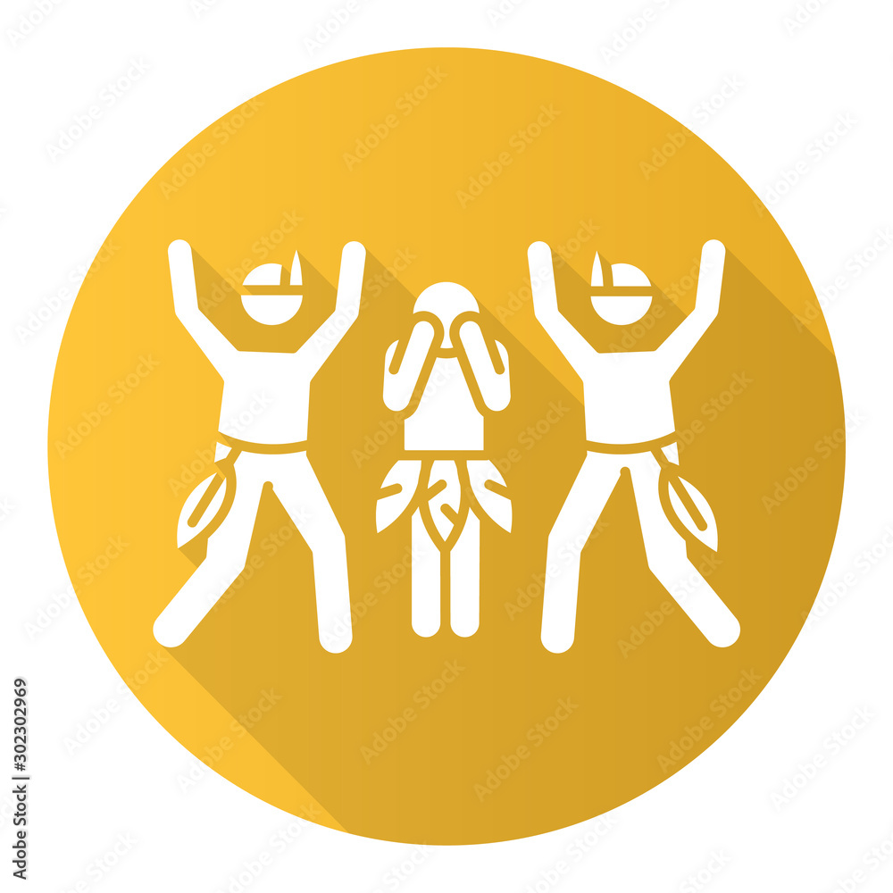 Ceremonial rape yellow flat design long shadow glyph icon. Women abuse ...