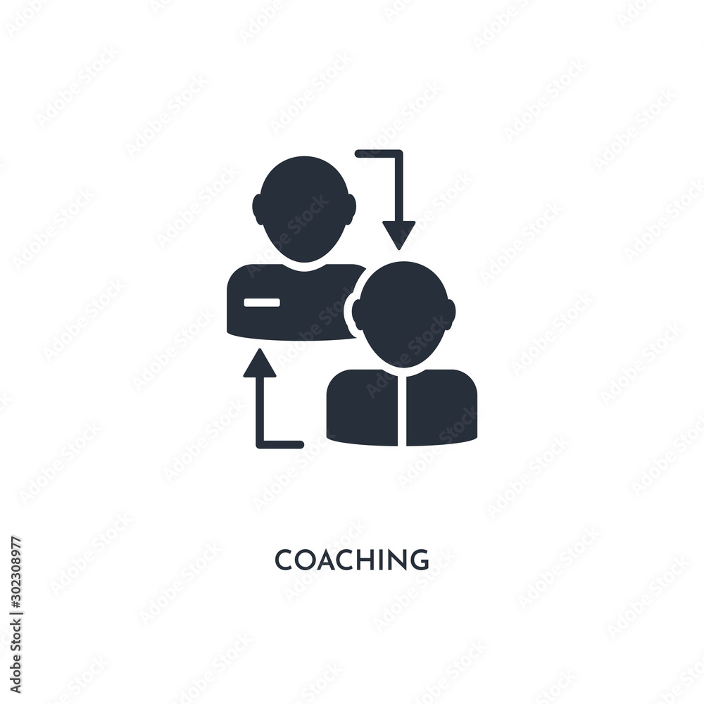 coaching icon. simple element illustration. isolated trendy filled coaching icon on white ...