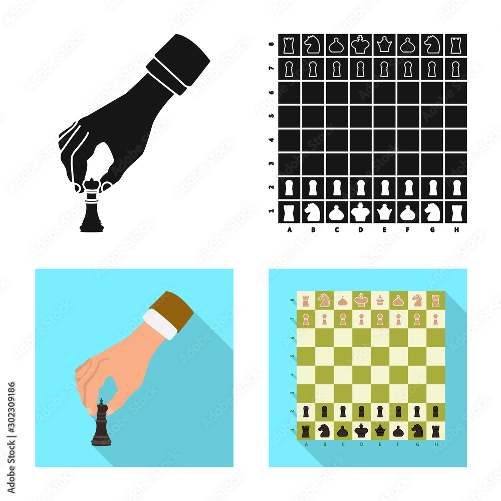 Vector illustration of checkmate and thin logo. Set of checkmate and ...