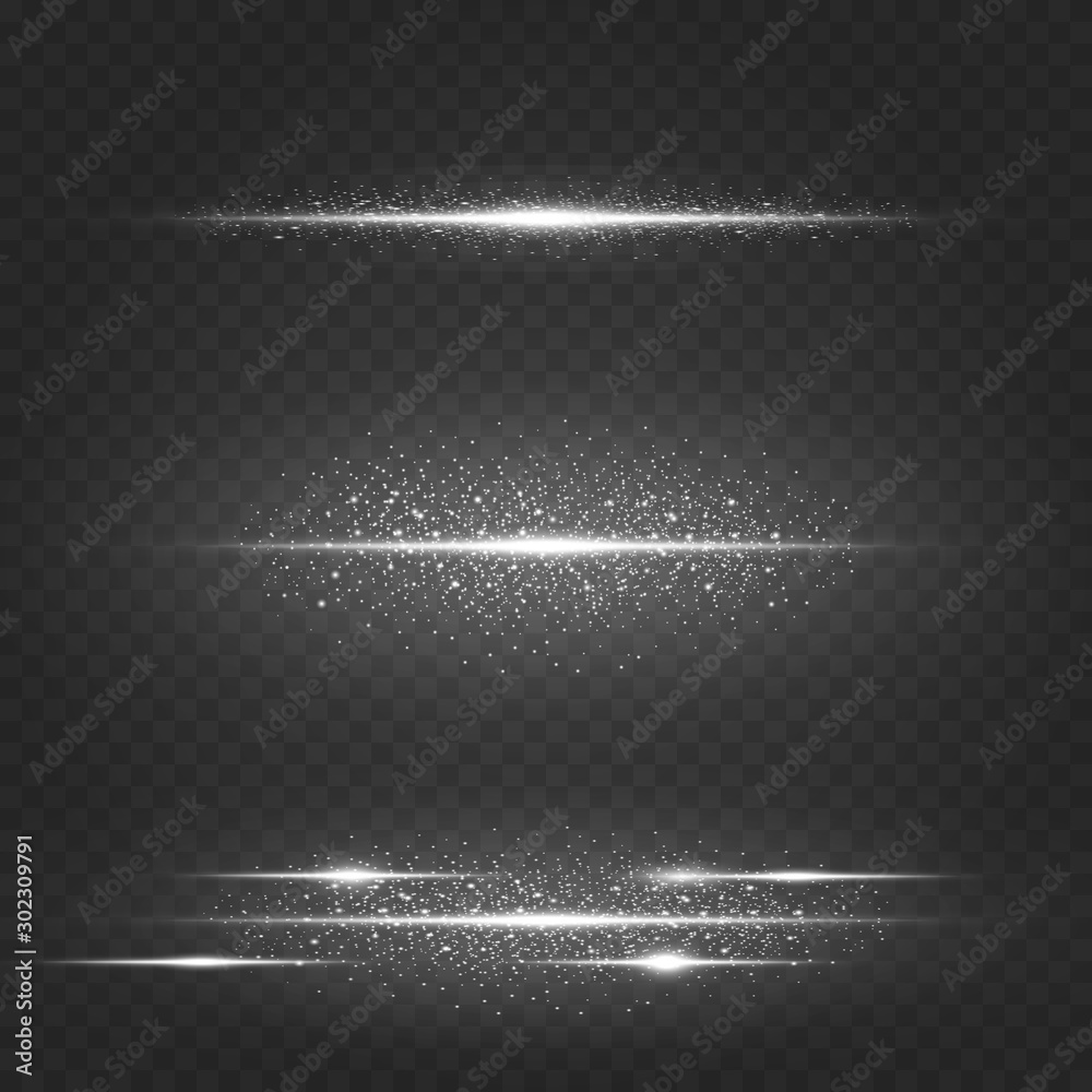 Glowing white light effects collection isolated on transparent. Vector ...