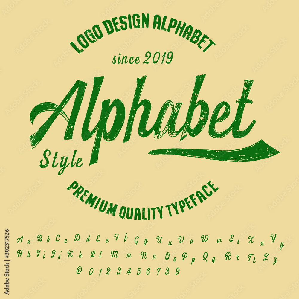 Hand drawn calligraphy typeface on light background for logos.Outdoor ...