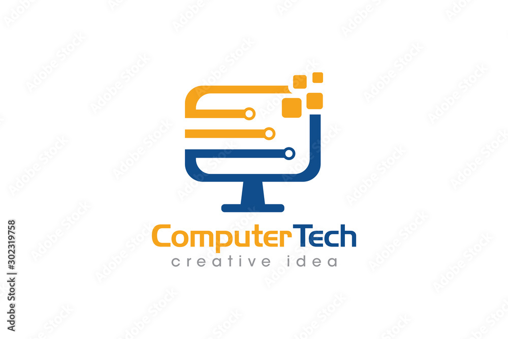 Creative Computer Concept Logo Design Template vector de Stock | Adobe ...