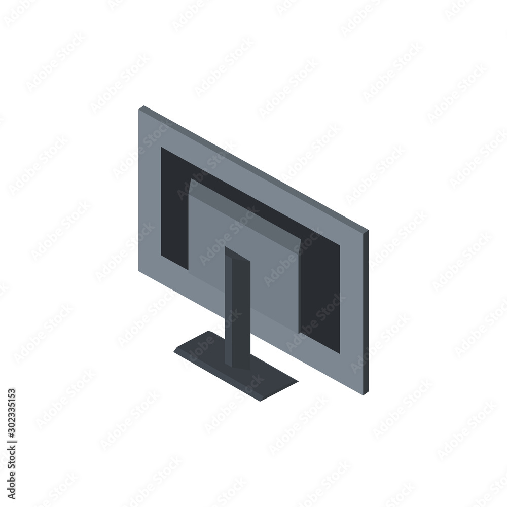 back view monitor technology hardware device computer isometric Stock ...