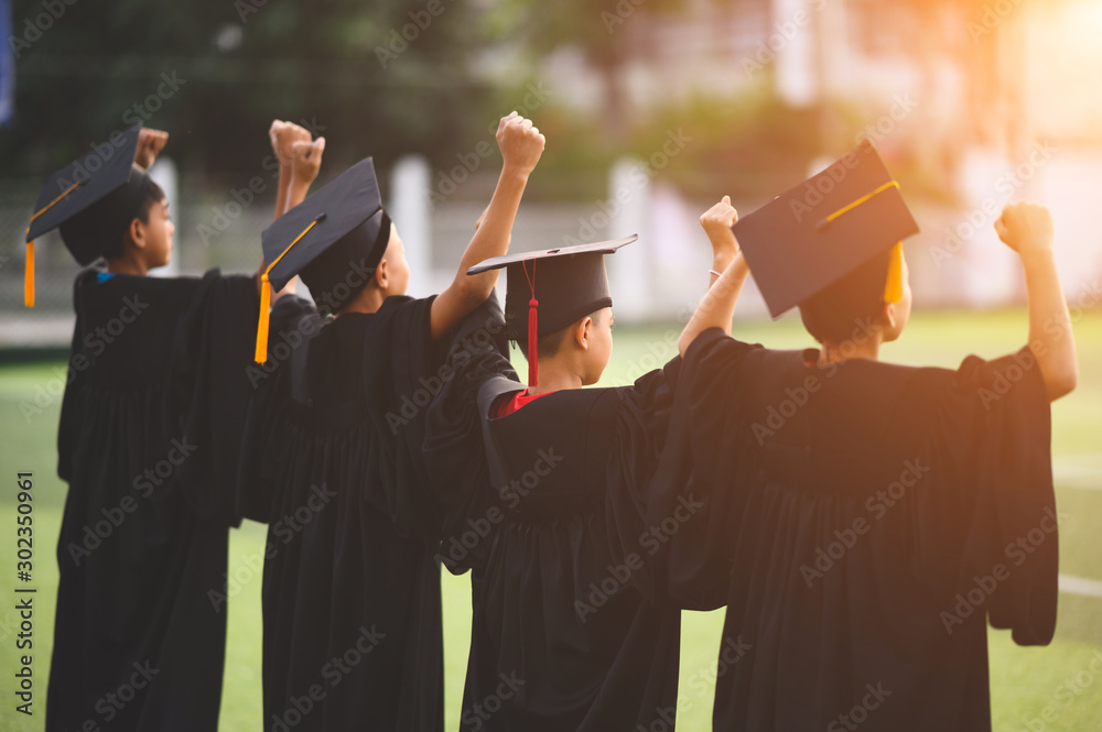 A group of boys are happy on their graduation day at school. Stock ...
