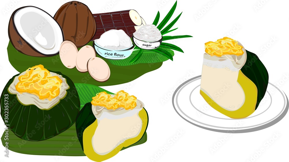 Sangkhaya Thai dessert, steamed pumpkin with egg custard (srikaya ...