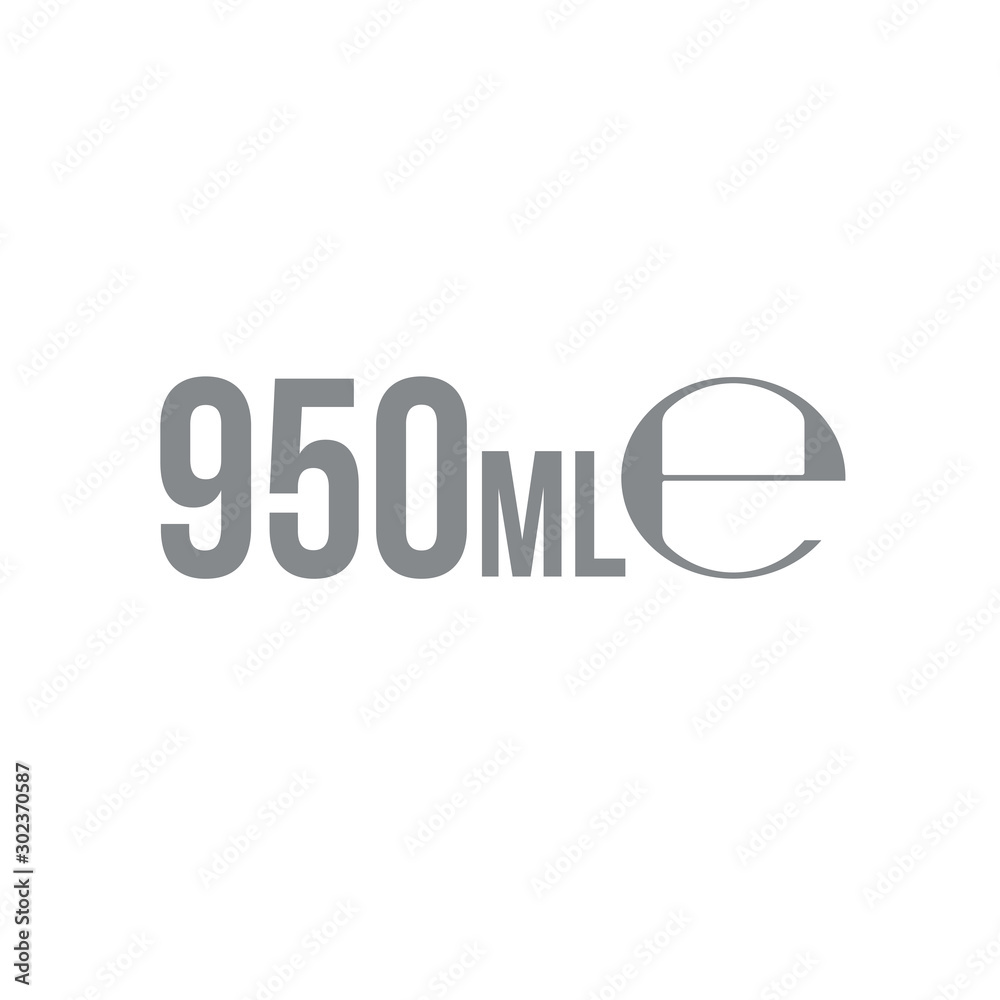Liter l sign (l-mark) estimated volumes 950 milliliters (ml) Vector ...