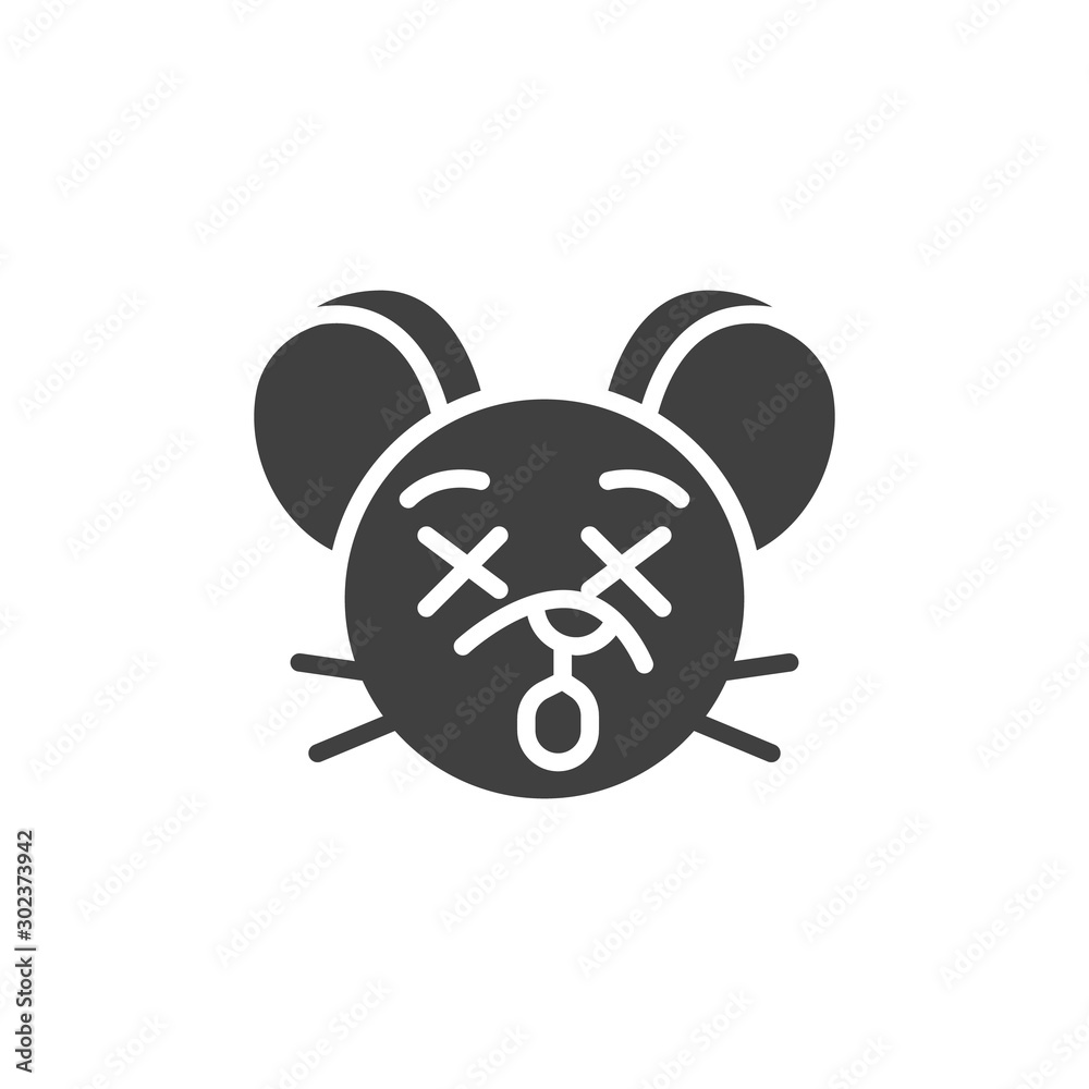 Sleeping rat emoticon vector icon. filled flat sign for mobile concept ...