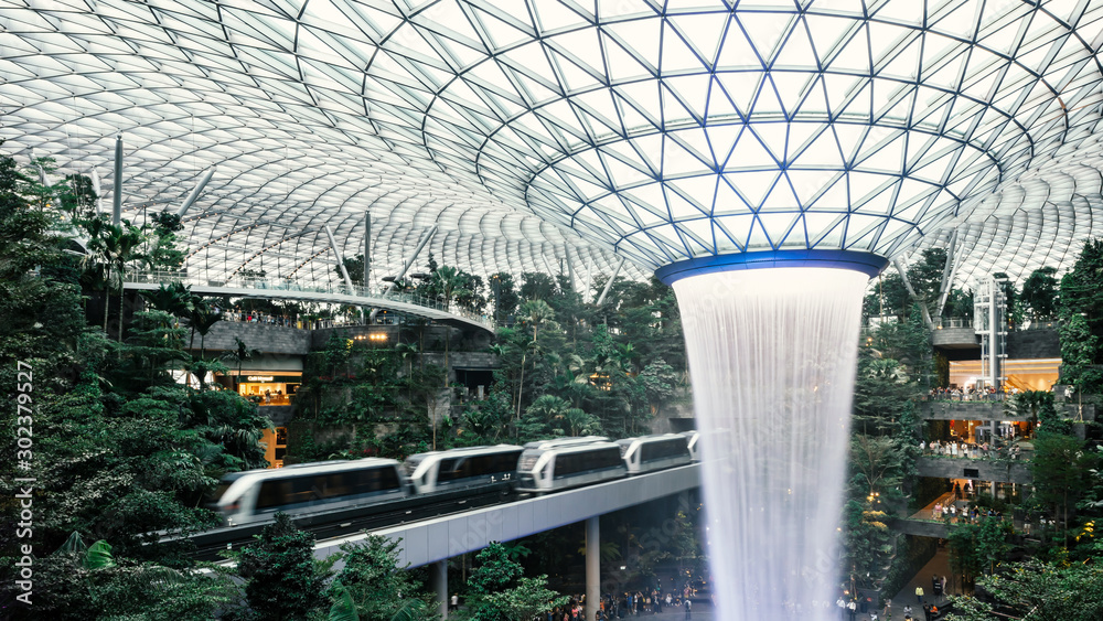 SINGAPORE-MAY 22, 2019_The HSBC Rain Vortex, the world's largest indoor ...