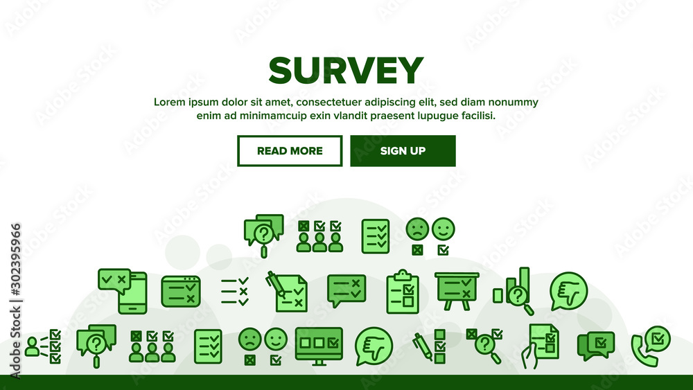 Survey Rating Landing Web Page Header Banner Template Vector. Client ...