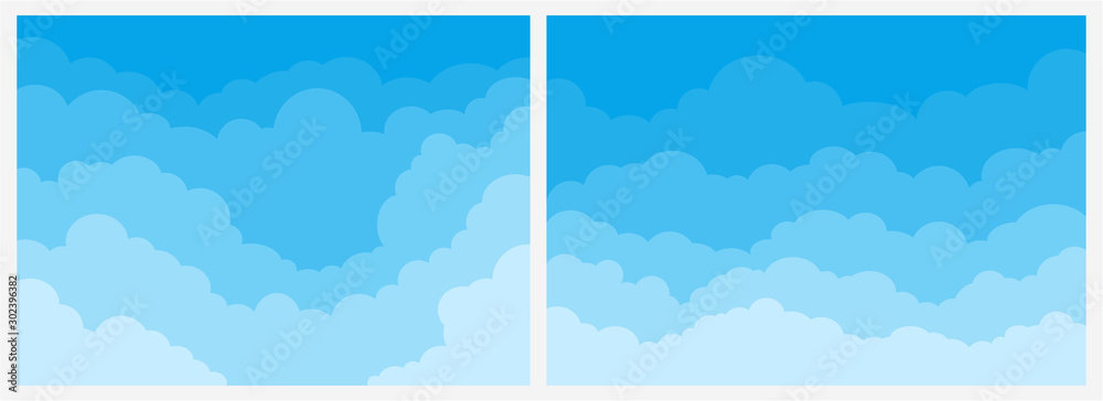 Big Set of blue sky background with clouds. Vector illustration ...