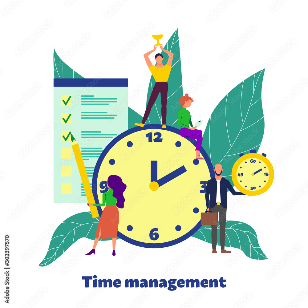 Vektorová grafika „Time management concept art. Group of people around ...